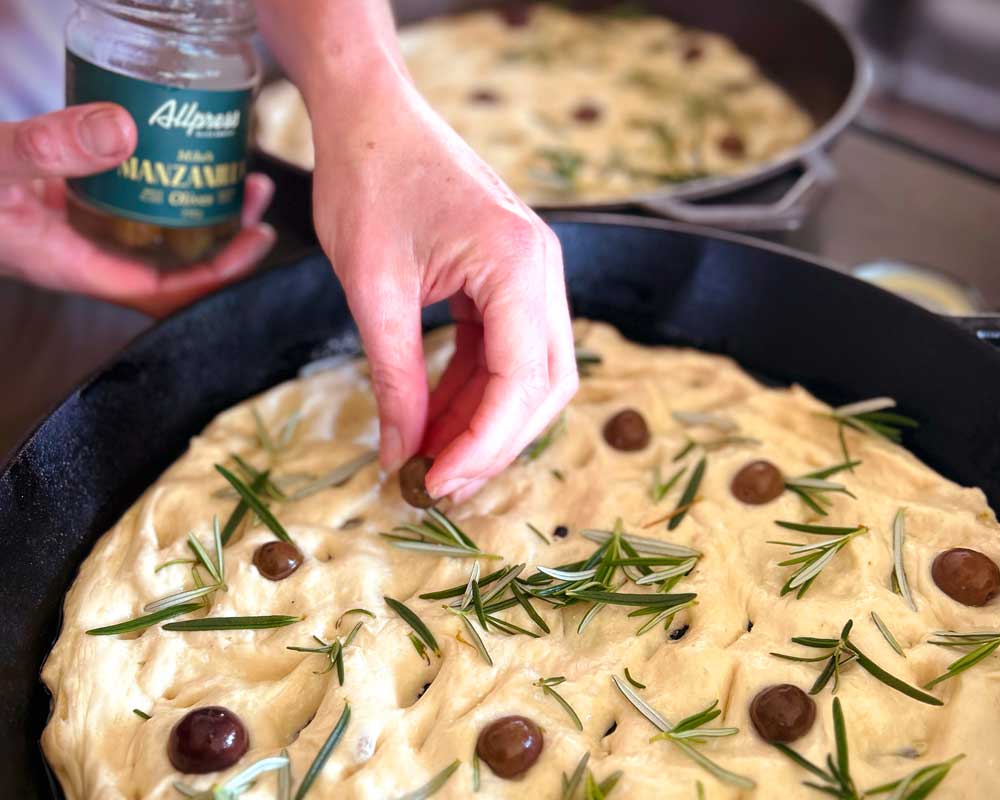 Recipe | Olive focaccia bread – Allpress Olive Groves
